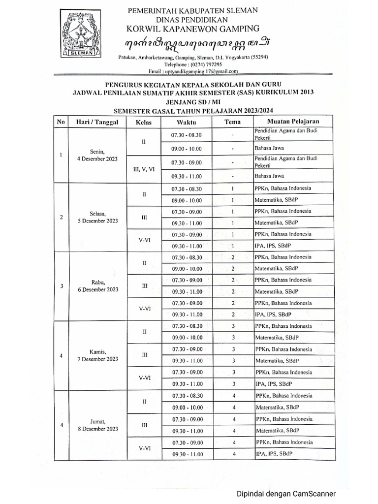 Jadwal PSAS Des 2023 | PDF
