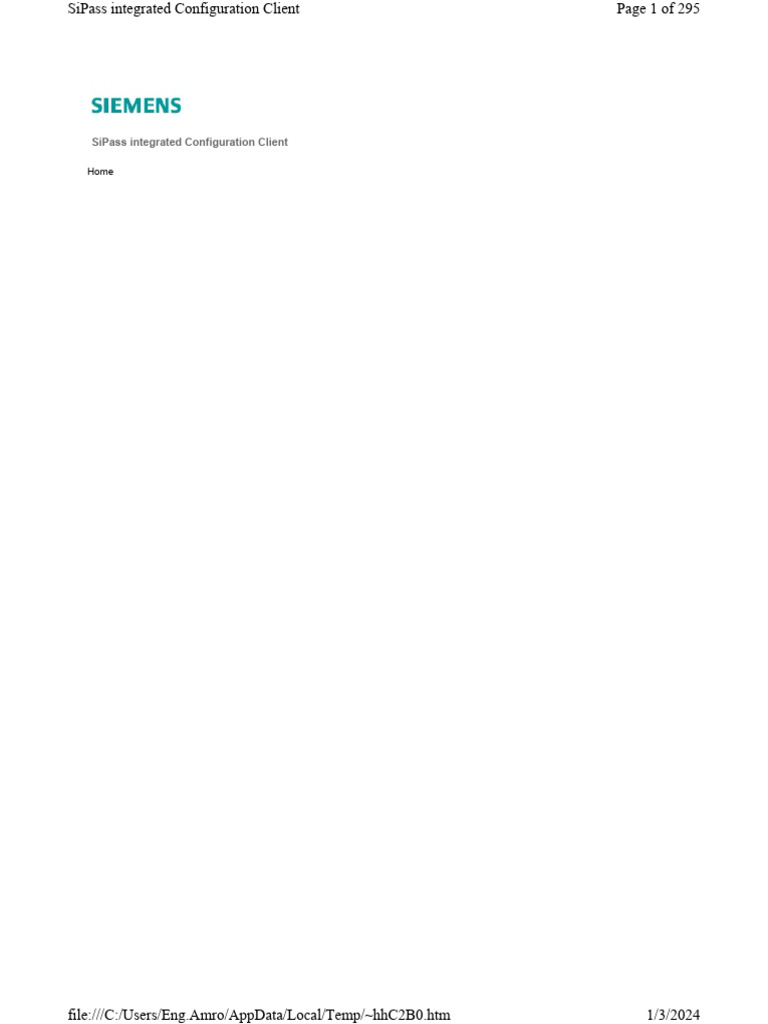Siemens SiPass Integrated Configuration Client | PDF