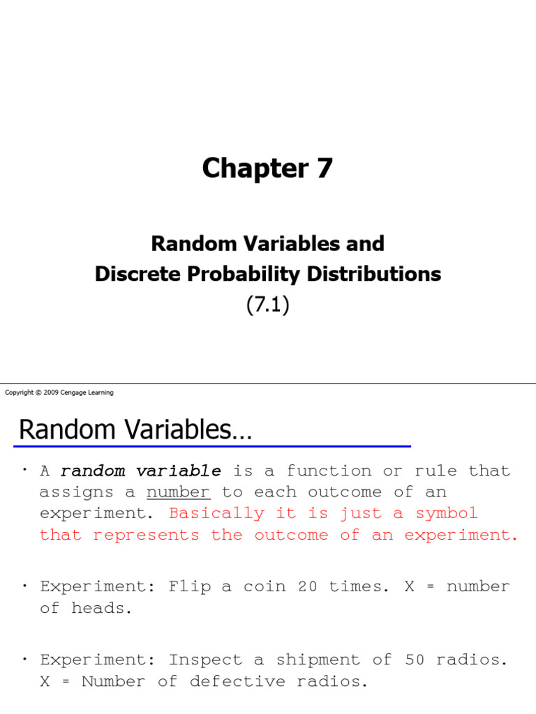 Chapter 7 - Part 1 | PDF | Probability Distribution | Random Variable