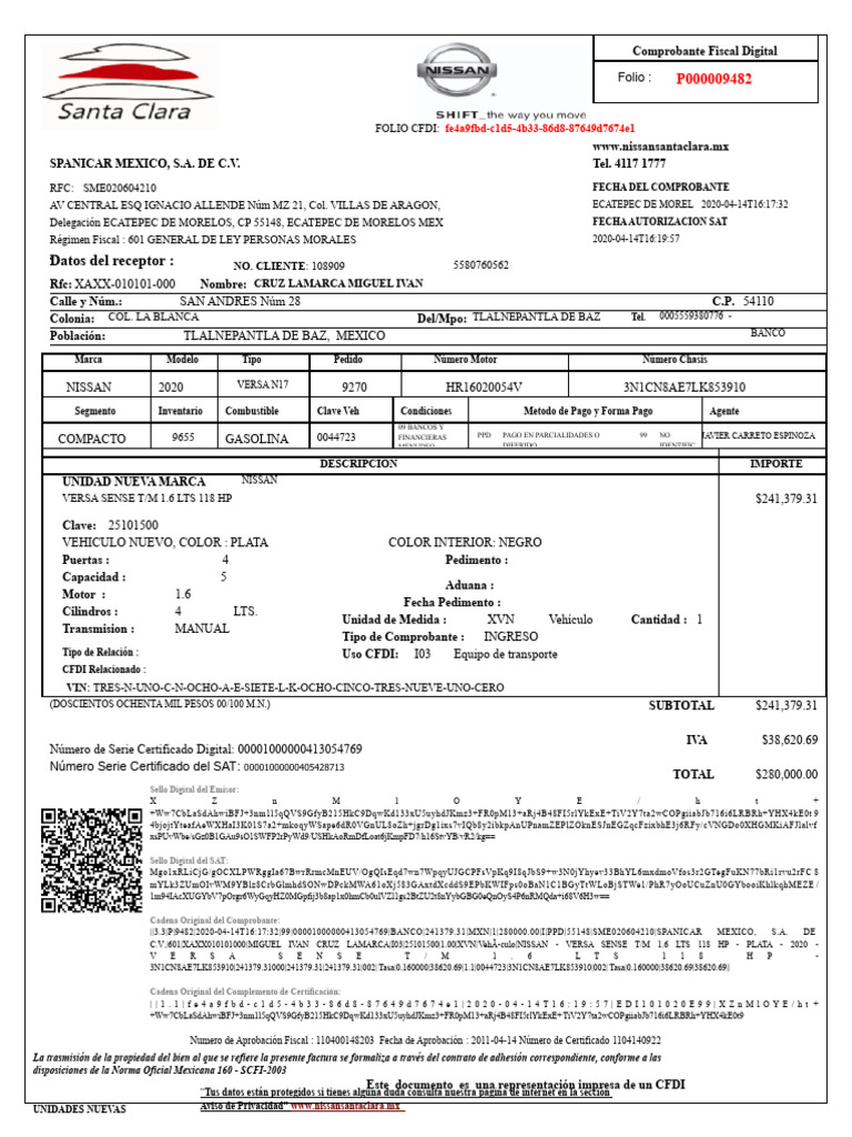 FACTURA Nissan | PDF