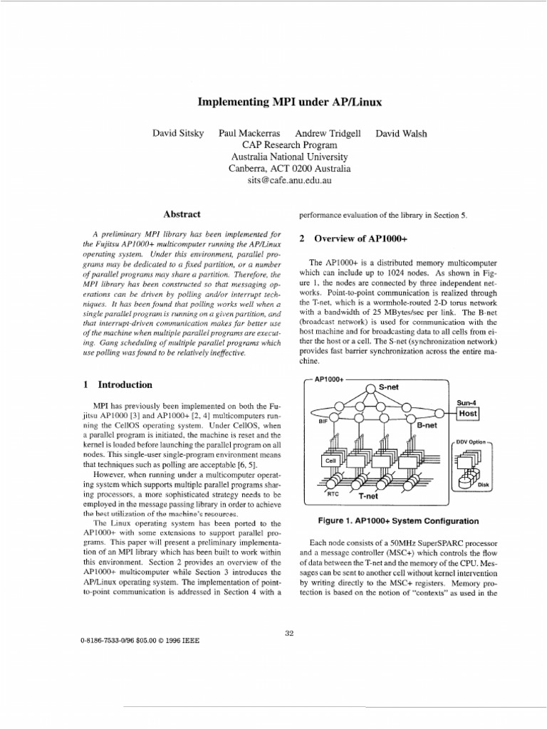 Ieee Implementation Of Mpi In Linux Pdf Message Passing Interface Parallel Computing