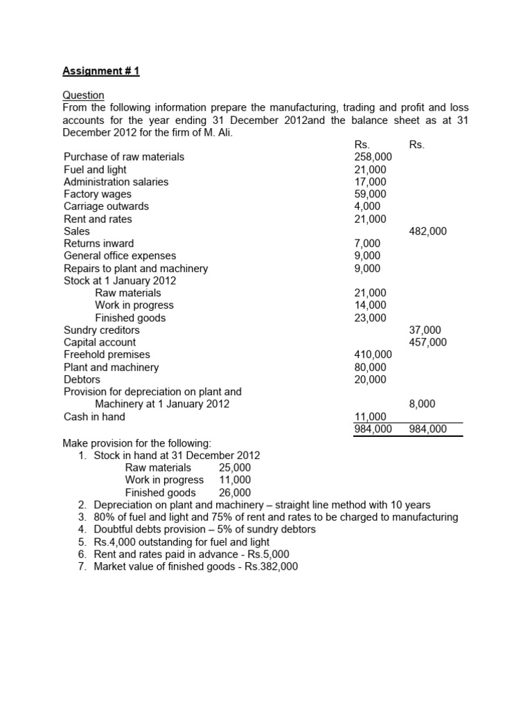 Assignment # 1 - Manufacturing | PDF