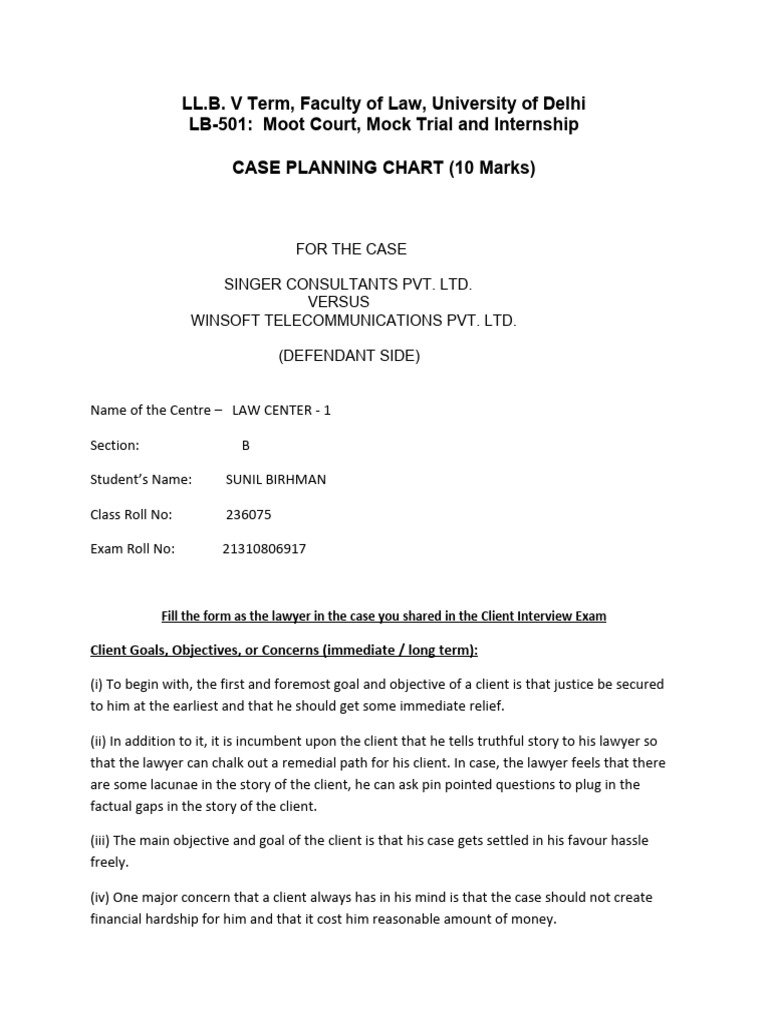 Case Planning Chart Exam 2023 | PDF | Lease | Liquidated Damages