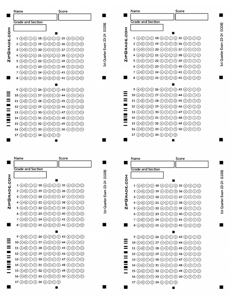 1st Quarter Answer Sheets | PDF