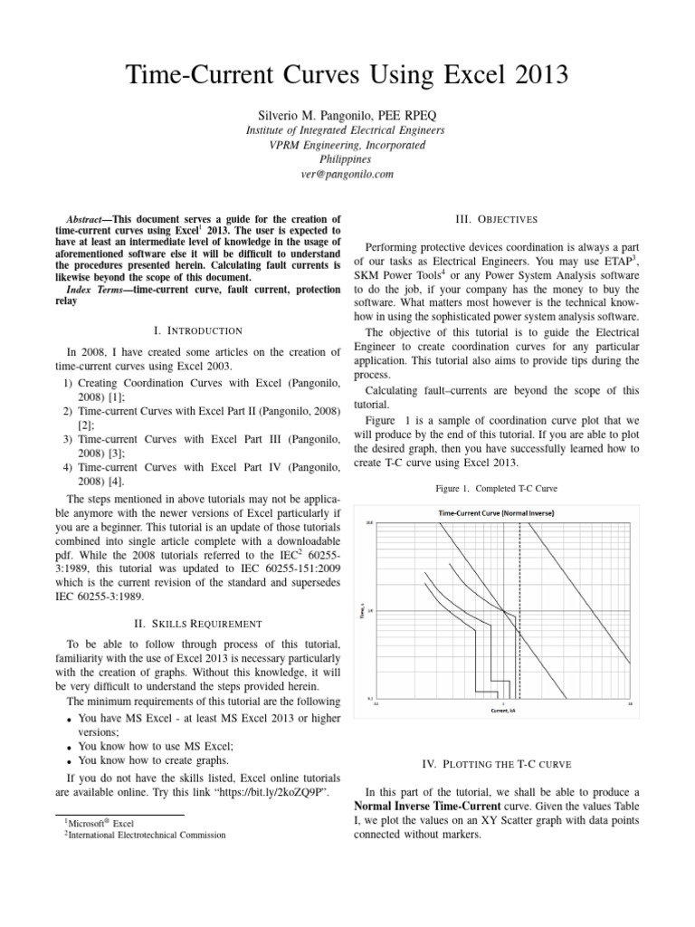 Time Current Curves Using Excel 2013 | PDF | Microsoft Excel | Software