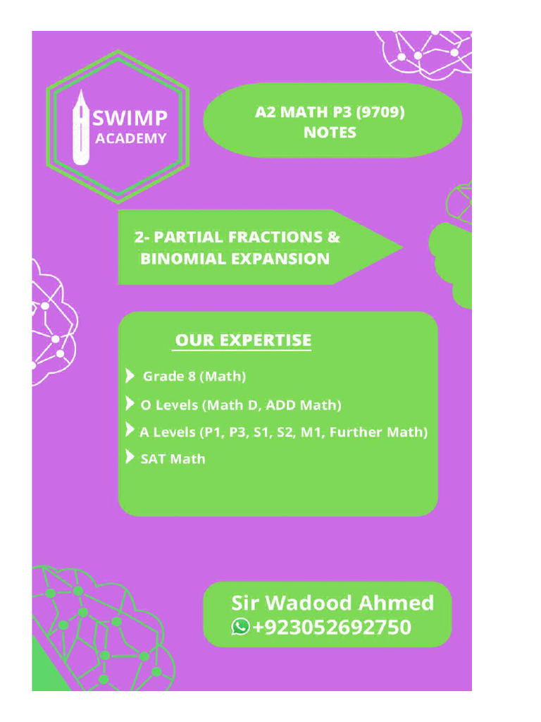 P3-Partial Fractions & Binomial Expansion (Notes) | PDF
