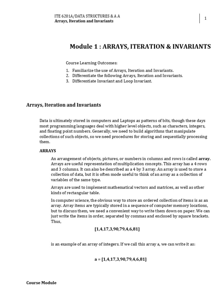 W1 Lesson 1 Arrays, Iteration - Invariants - Module PDF | PDF | Control ... W1 Lesson 1 Arrays, Iteration - Invariants - Module PDF | PDF | Control ...