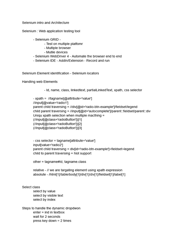 Selenium Intro and Architecture | PDF