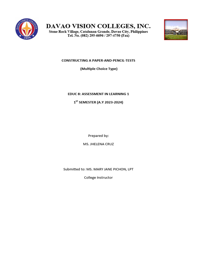 Constructing A Paper and Pencil Tests Multiple Choice | PDF