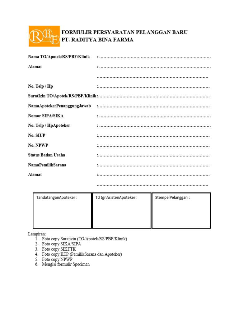 Form Pelanggan Baru-1 | PDF