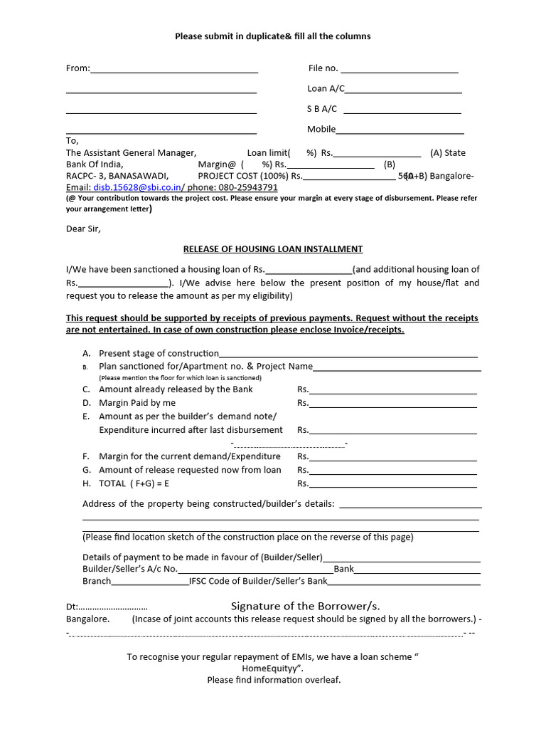 HTL Disbursement Letter | PDF