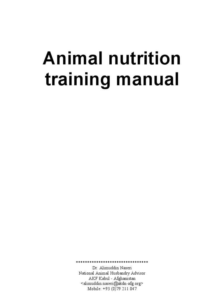 Alimuddin Naseri Animal Nutrition Manual | PDF | Wellness