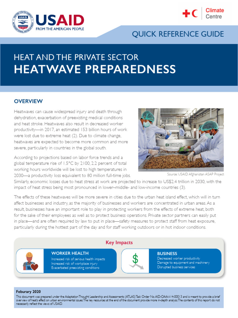 2020 - USAID - ATLAS - Heat Health Private Sector Guide | PDF