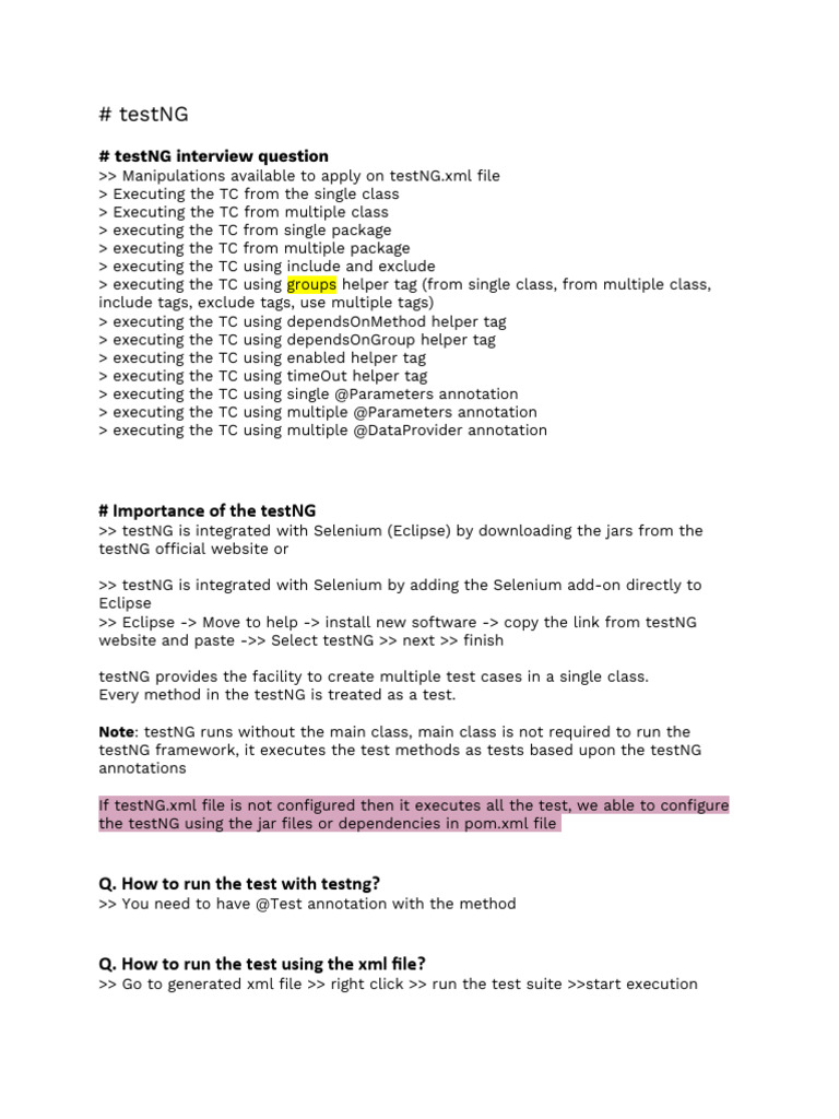 Testng Framework Download Free Pdf Software Testing Class