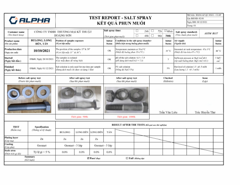 Salt Spray Test Geomet 10.10.21 | PDF