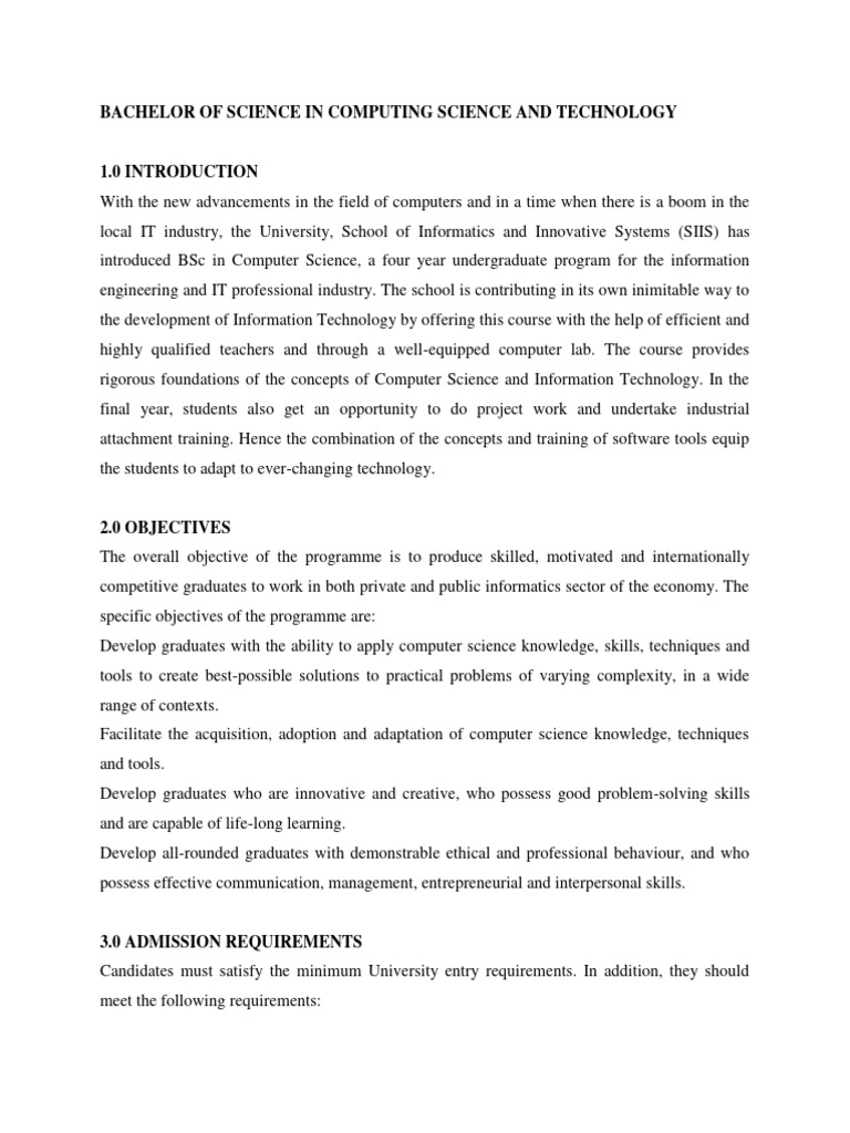 Bachelor - of - Science - in Computing - Science - and - Technology | PDF