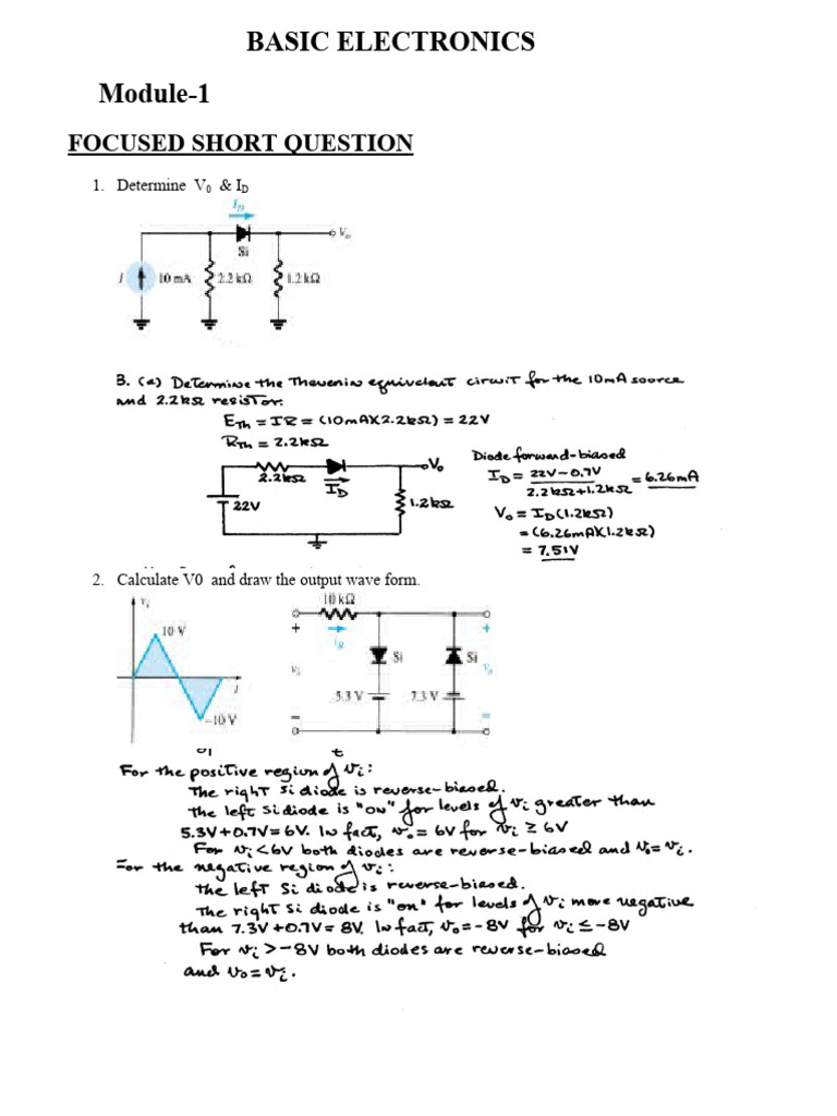 Basic Electronics Solved Problemssem | PDF | Rectifier | Diode