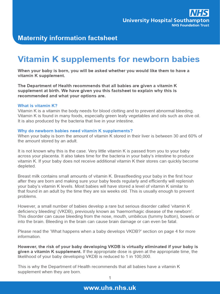 Vitamin K for Newborns: Essential Guide | PDF