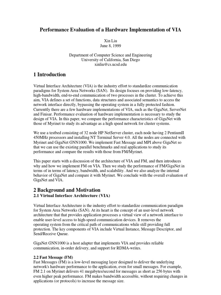 VIA Evaluation | PDF | Computer Cluster | Parallel Computing