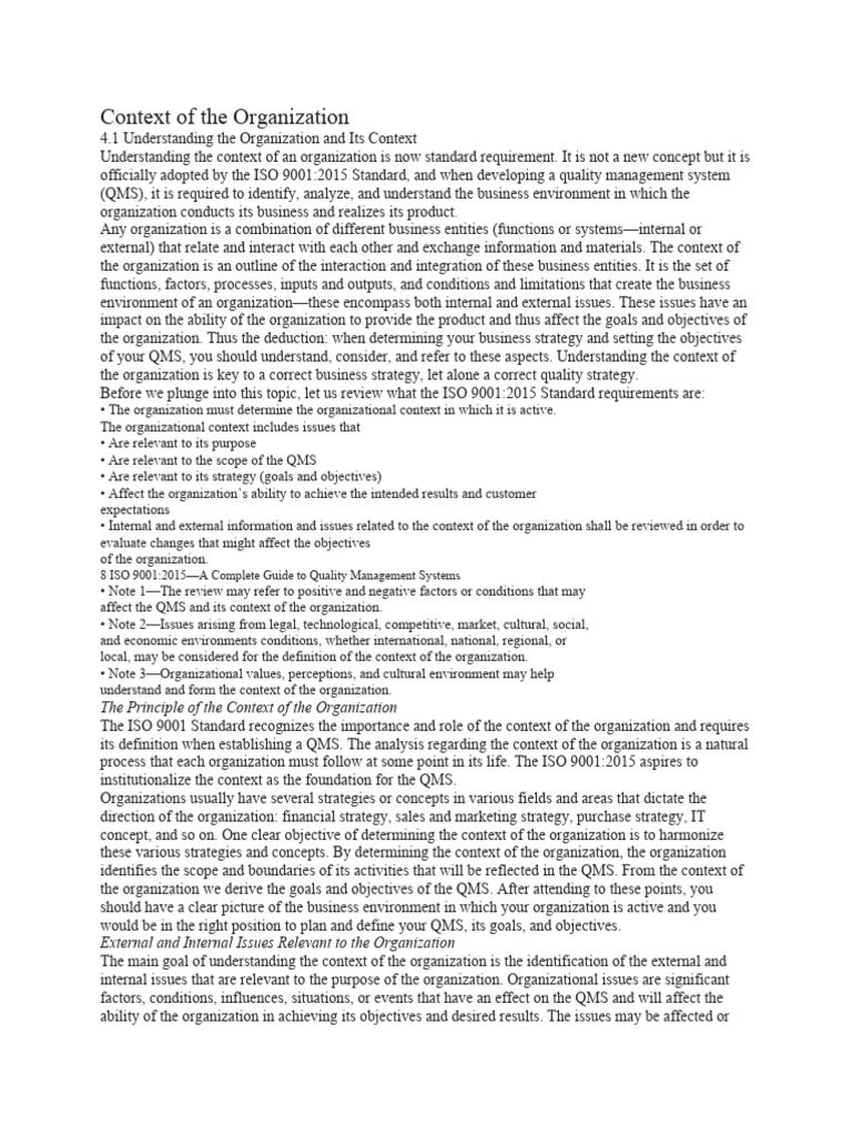 Context of Organization | PDF