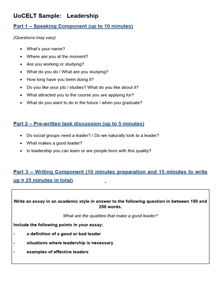 UoCELT (B2) Sample Answers | PDF | Career & Growth