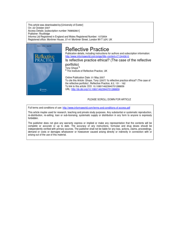 Ethics of Reflective Practice | PDF