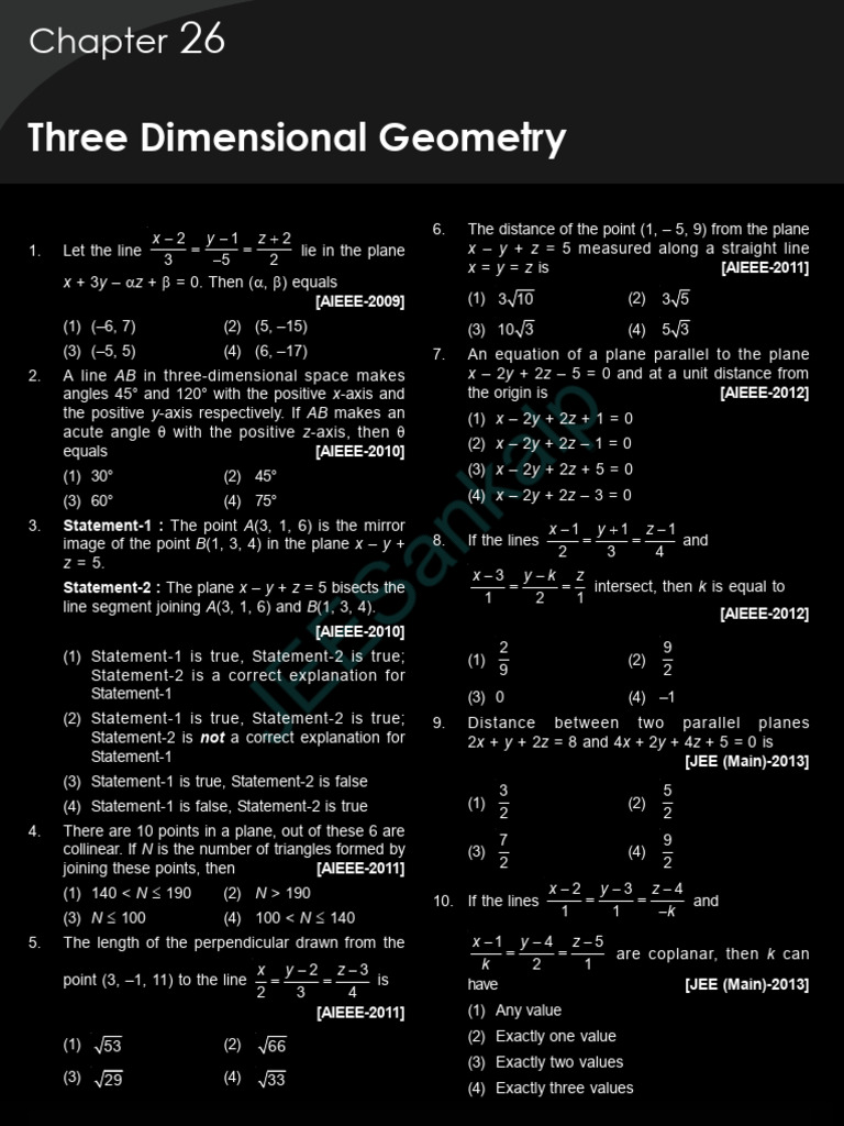 3D Geometry | PDF | Line (Geometry) | Mathematics