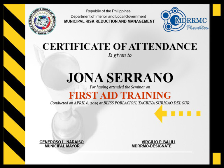 First Aid Training Certificates Template | PDF