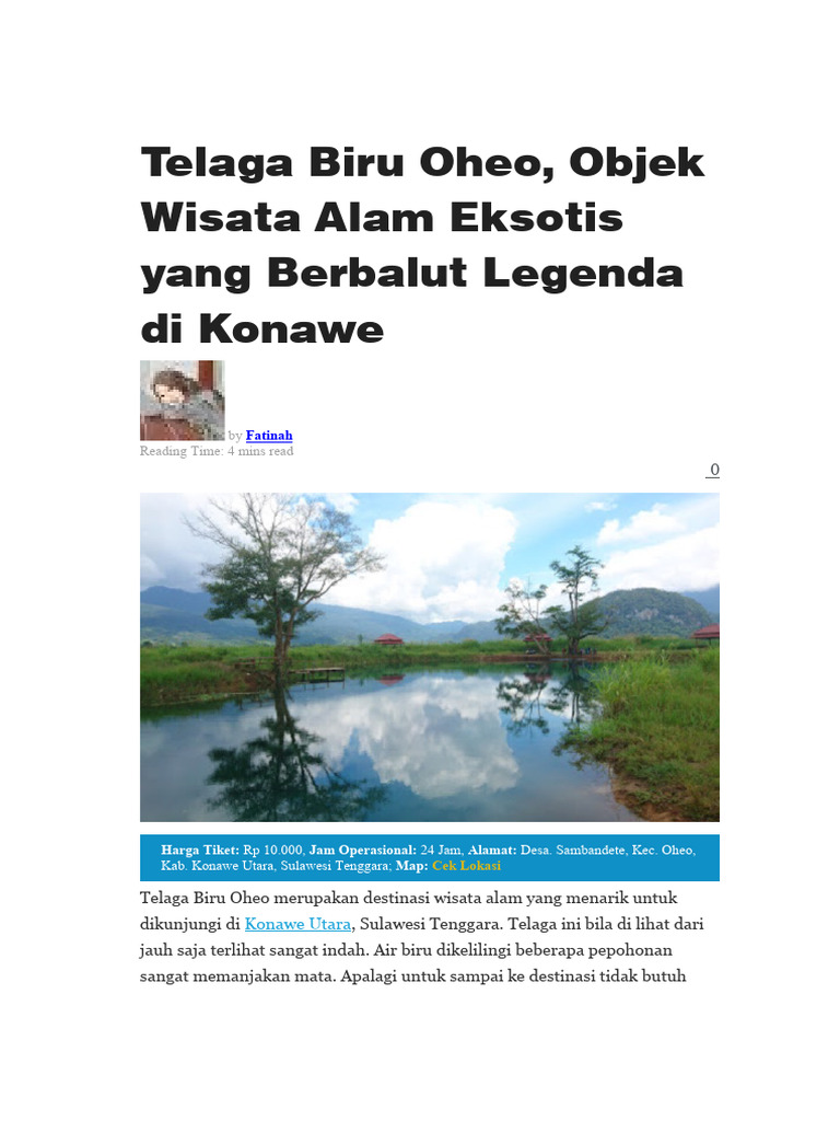 Telaga Biru Oheo | PDF