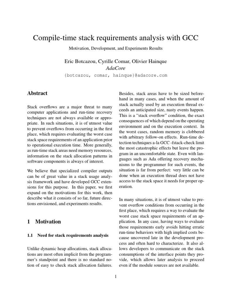 Compile-Time Stack Requirements Analysis With GCC | PDF | C ...