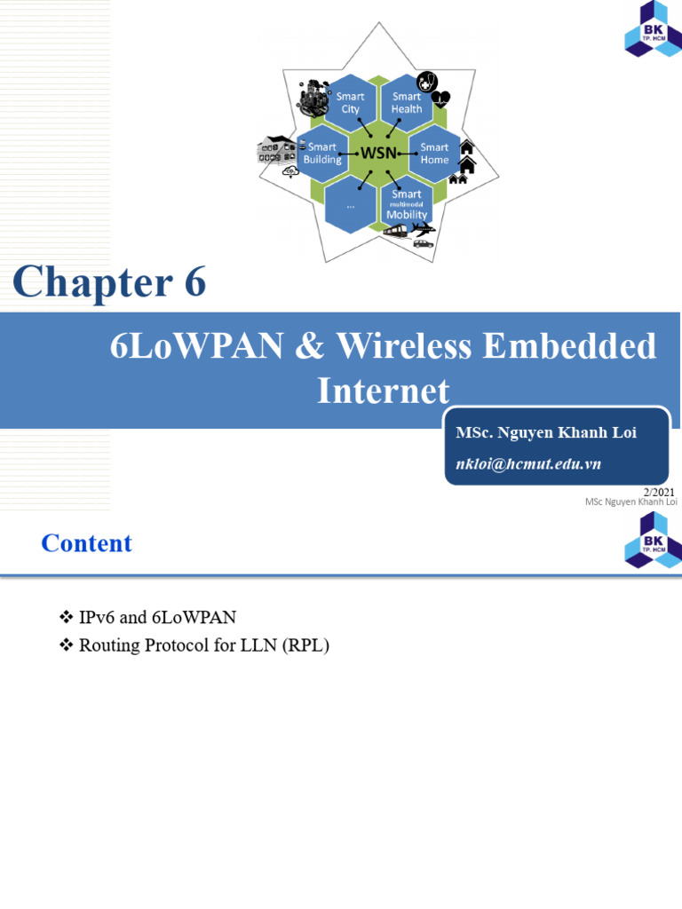 Chapter 6 - 6LoWPAN and Wireless Embedded Internet | PDF