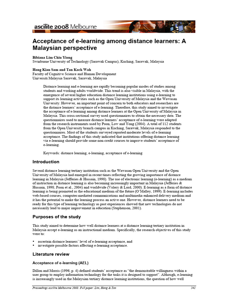 Acceptance of E-Learning Among Distance Learner | PDF | Educational Technology | Learning