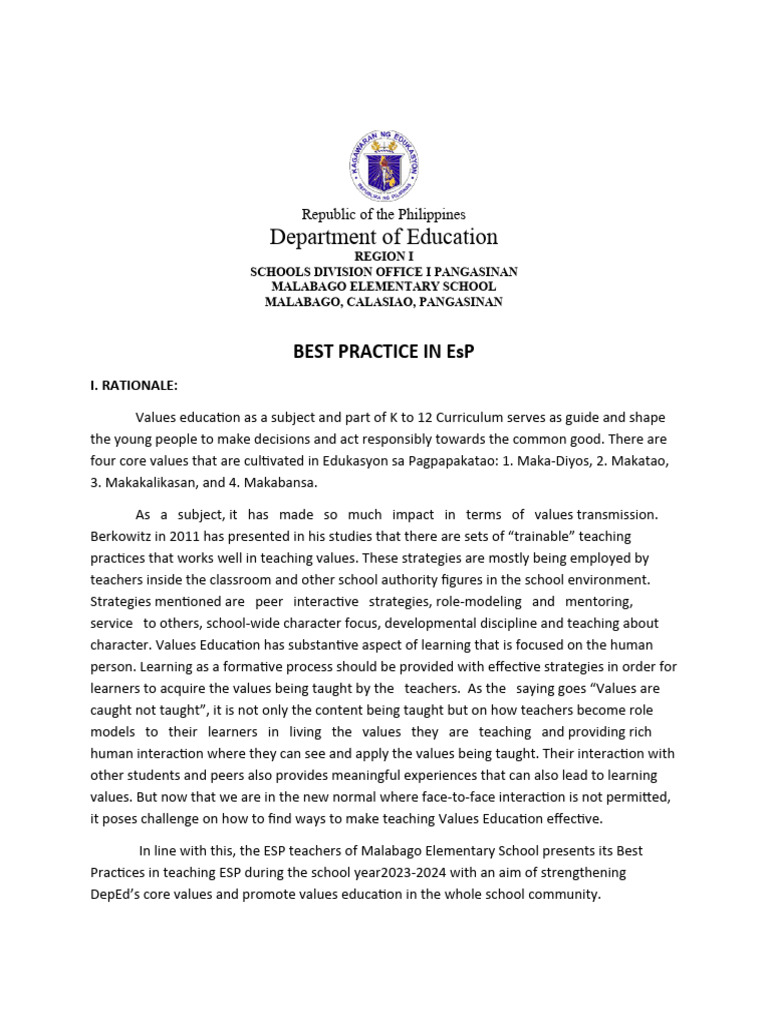 Best Practices in EsP | Download Free PDF | Educational Technology ...