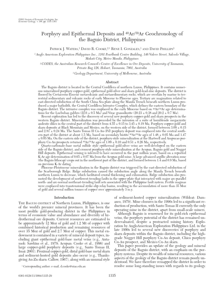 Porphyry and Epithermal Deposits | PDF