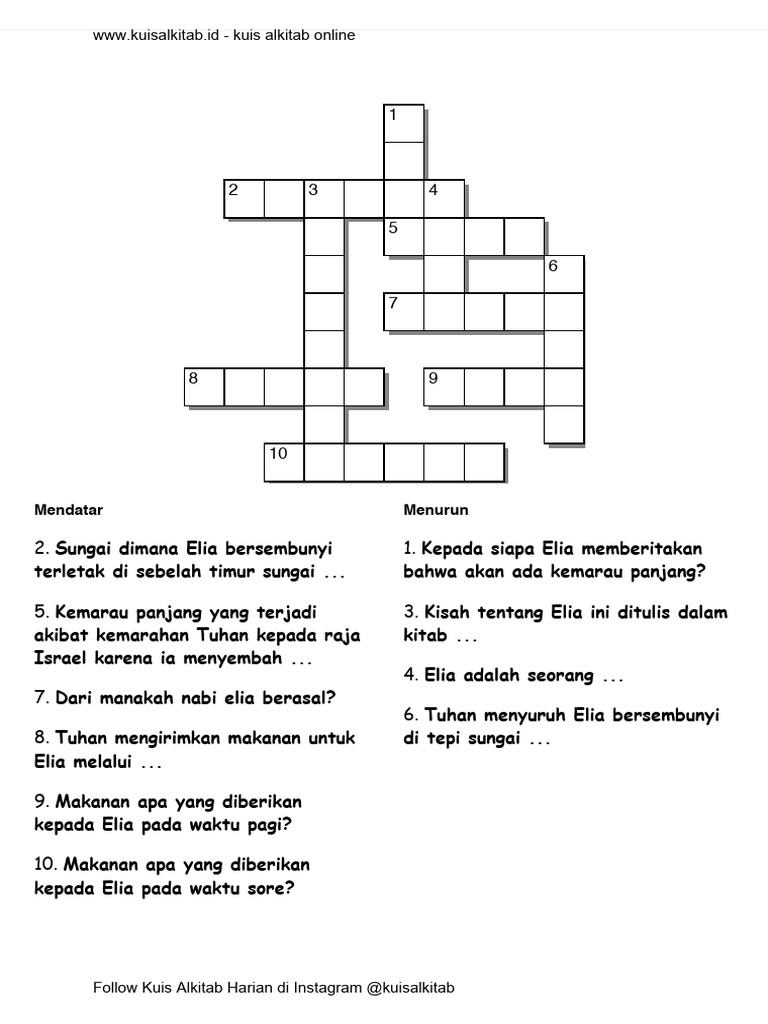 Kuis Alkitab: Nabi Elia dan Sungai Kerit | PDF