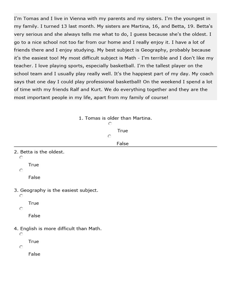 Comparison of Adjectives Reading Comprehension | PDF