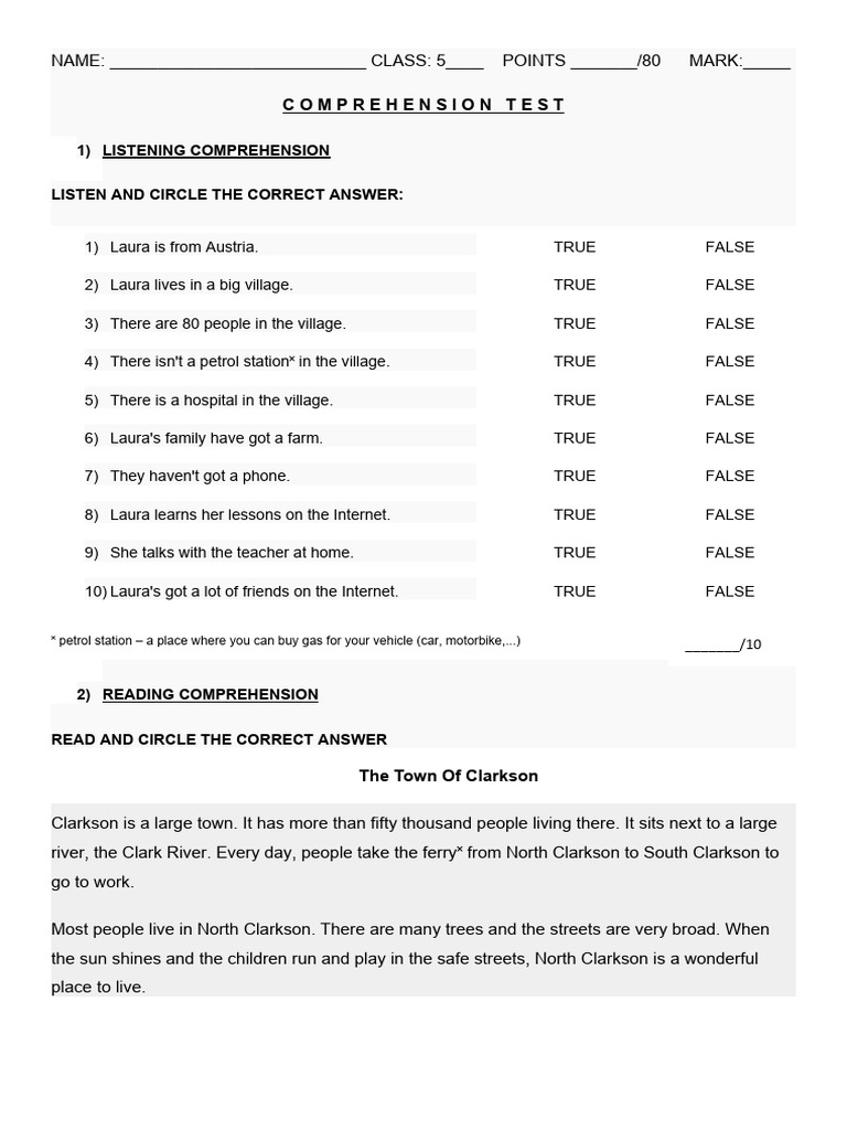 Comprehension Test 1 | PDF | Bed | Manufactured Goods