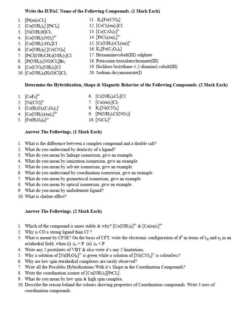 Coordination Compounds | PDF