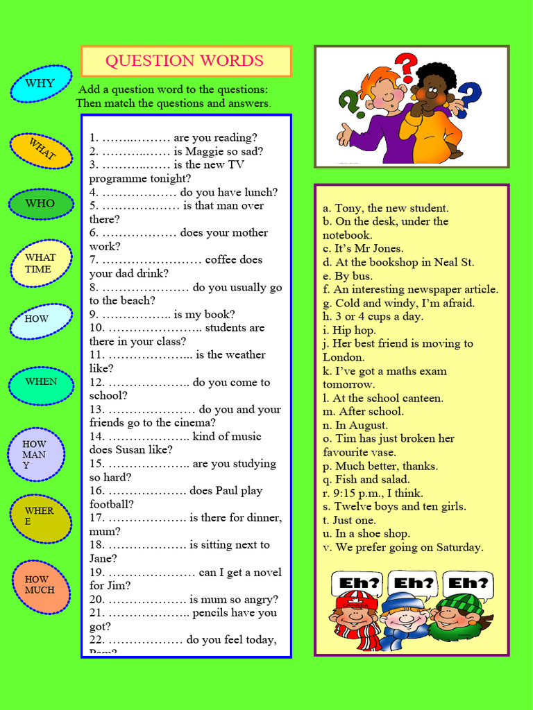 Question Words Key | PDF
