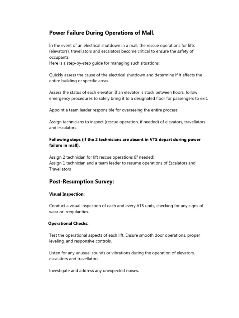 Mall Power Outage Rescue Guide | PDF