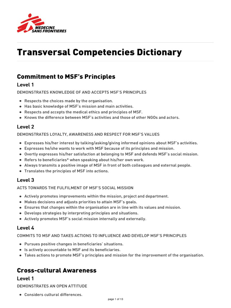 Transversal Competencies Dictionary | PDF