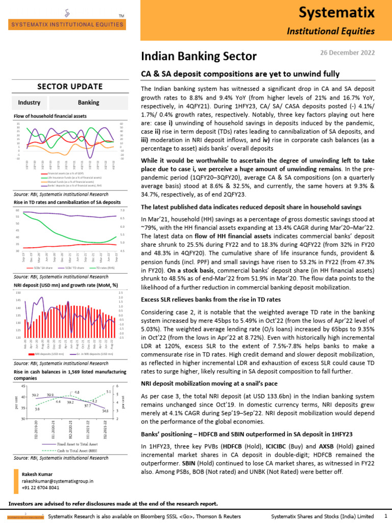 Systematix On Indian Banking Sector | PDF | Banks | Reserve Bank Of India
