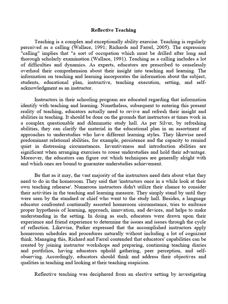 Reflective Teaching And Techniques Pdf