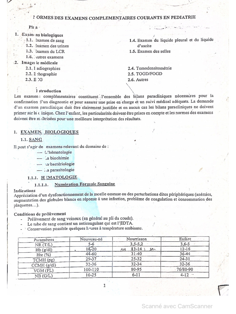 Normes Des Examens Complémentaires Coura | PDF