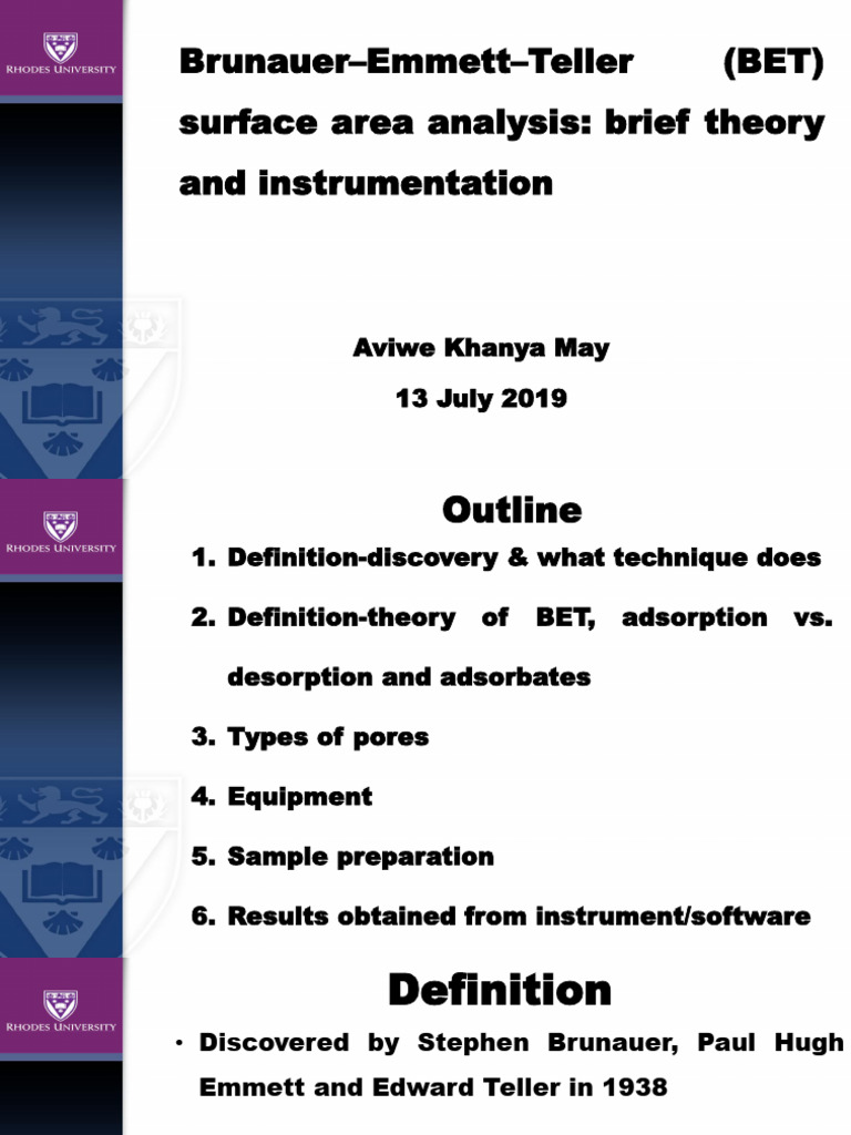 Brunauer-Emmett-Teller (BET) Surface Area Analysis: Brief Theory and ...