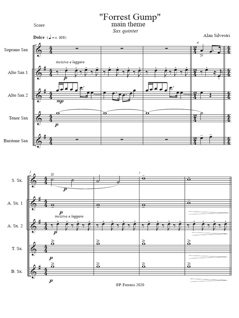 Forrest Gump Sax Quintet - Score | PDF