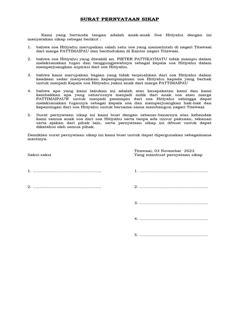 surat pernyataan sikap | PDF