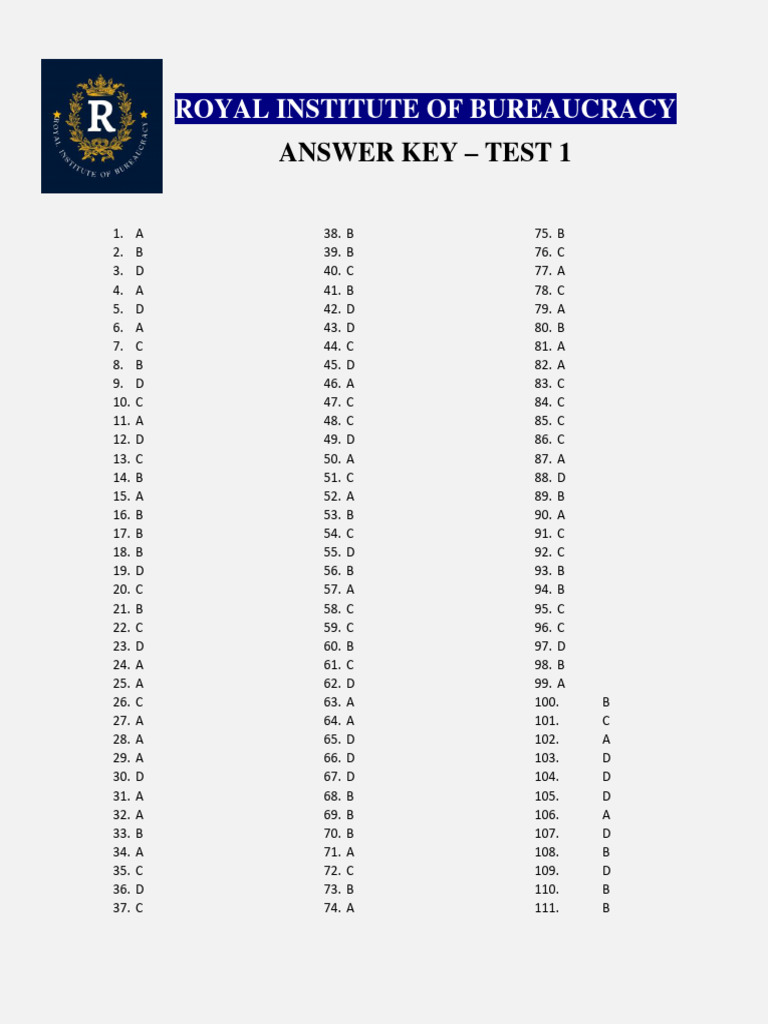 Answer Key 1 | PDF
