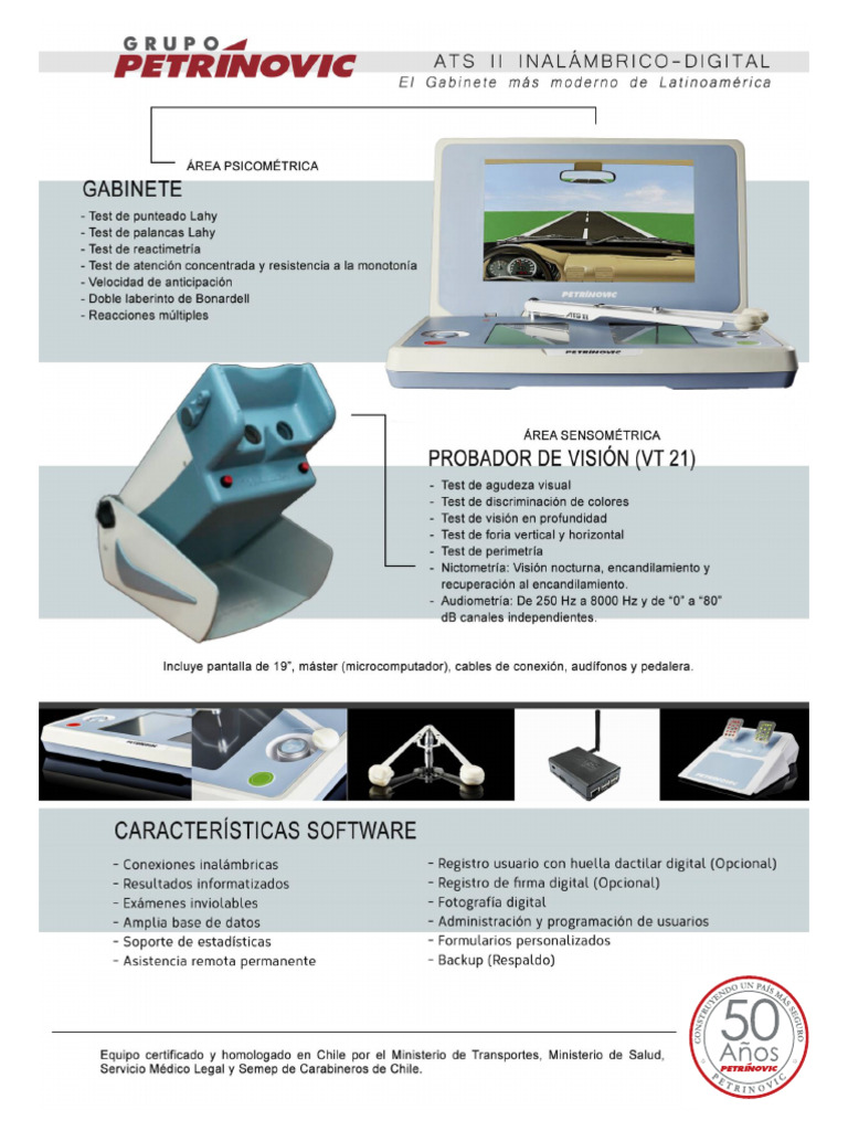 Petrinovic Gabinete Psicosensometrico Ficha Tecnica ATS II | PDF