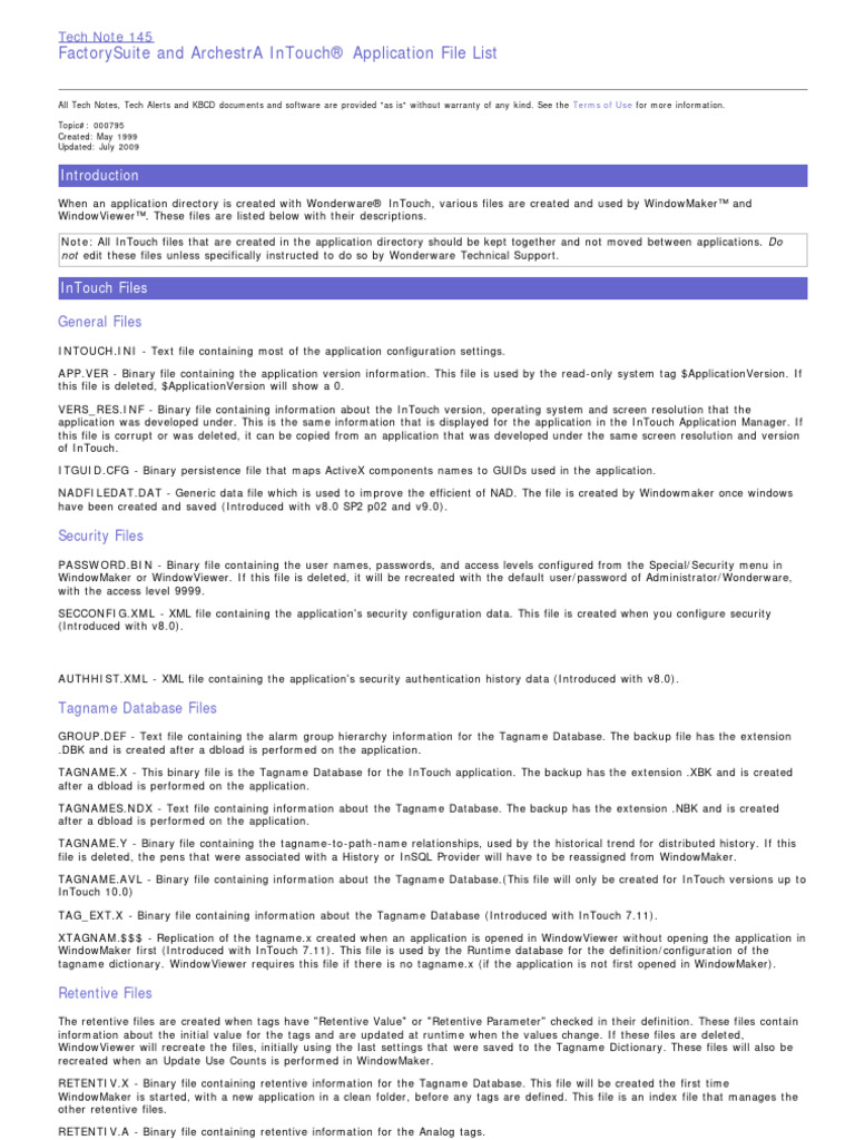 Tech Note 145 - Factorysuite and Archestra Intouch Application File ...